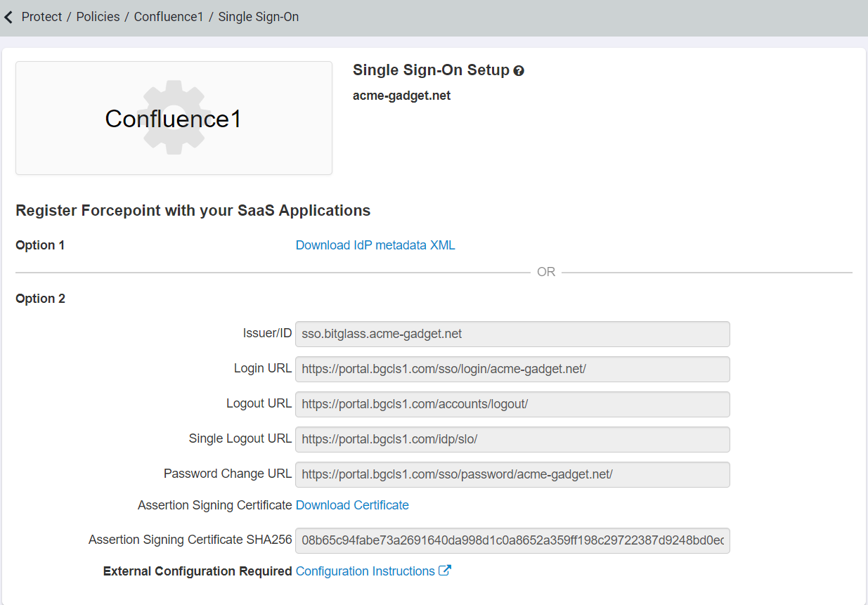 Configuring SSO for custom application